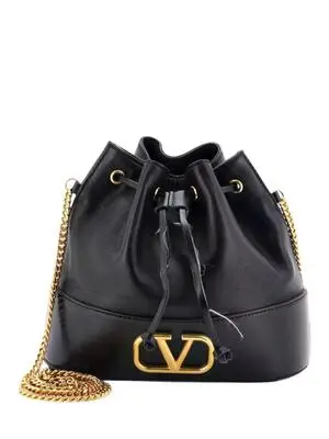 Valentino Garavani Vlogo Leather Bucket Bag - Black