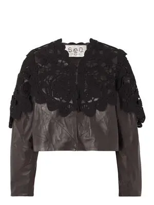 SEA Sea V-Neck Leather Jacket