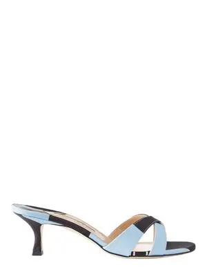Manolo Blahnik Manolo Blahnik Emilia Wickstead Callamu 50 Striped Grosgrain Mules Multicolor