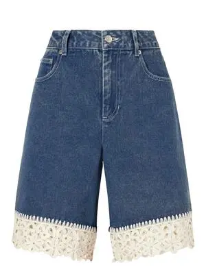 Sea Stasia Crochet-knit Denim Shorts - No