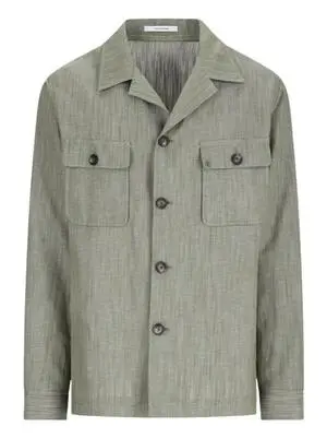 Tagliatore Long Sleeve Shirt Jacket With Button Closure - Gray