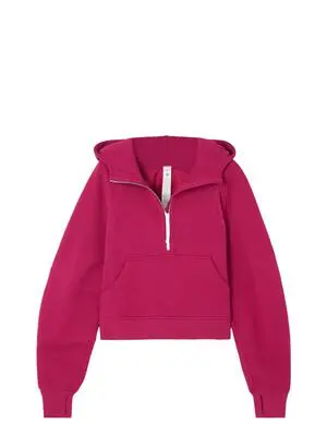 Lululemon Cropped Half-zip Fleece Hoodie With Thumbhole Cuffs - Red