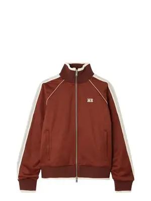 WALES BONNER Embroidered Mesh-trimmed Jersey Track Jacket - Red
