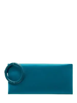 TOM FORD Leather-trimmed Satin Clutch With Hoop Handle - Green
