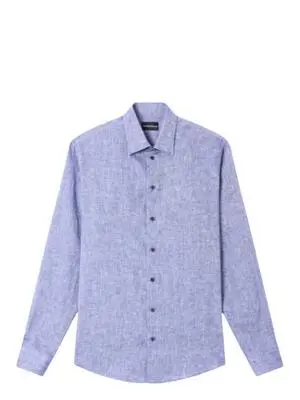 Emporio Armani Logo-embroidered Buttoned Shirt - Blue