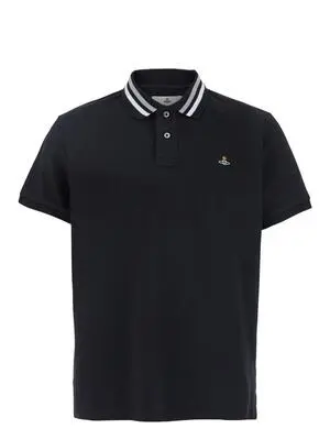 VIVIENNE WESTWOOD Orb Embroidered Short-sleeved Polo Shirt - Black