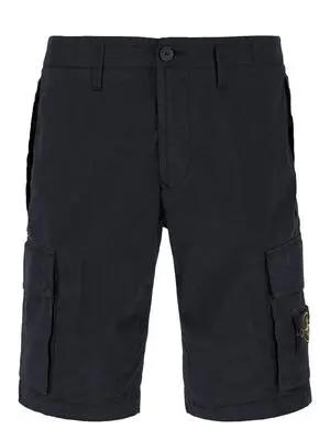 Stone Island Cargo Shorts With Logo Badge - Multicolor