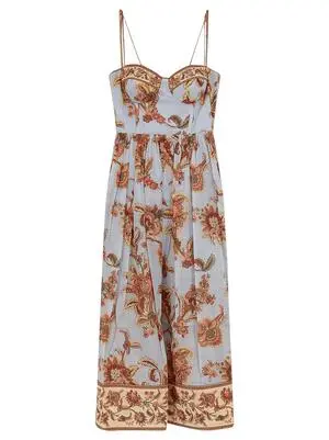 Zimmermann Aster Corset Cotton Midi Dress - Blue