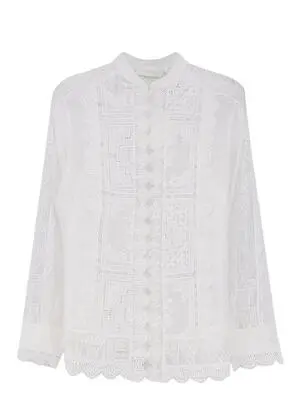 Zimmermann ZIMMERMANN Aster Embroidered Cotton Shirt Cream