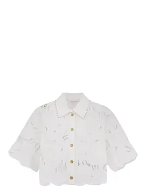 Zimmermann ZIMMERMANN Mahon Embroidered Cotton Shirt Cream