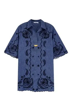 Zimmermann ZIMMERMANN Aster Denim Mini Dress Multicolor
