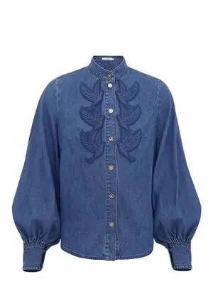 Zimmermann Embroidered Denim Shirt - Multicolor
