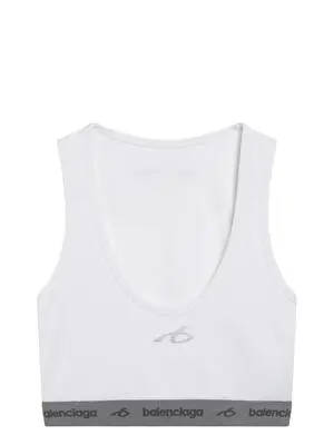 Balenciaga Crew Neck Bra Top In Technical Fabric - White
