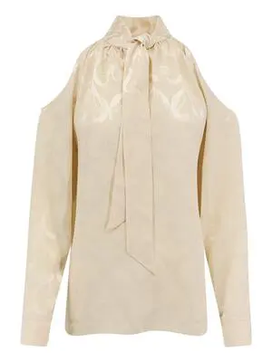 DIOR CHRISTIAN DIOR Silk Top With Floral Jacquard And Cut-Out Details