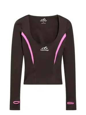 Balenciaga Fitted Technical Fabric Top - Brown