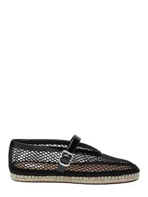 Alaïa Mesh And Patent Leather Espadrilles - Black