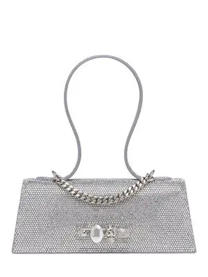 Alexander McQueen Calfskin Jewelled Top-handle Bag - Silver
