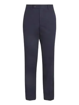 Ralph Lauren Purple Label Wool Gabardine Straight Leg Trousers - Navy