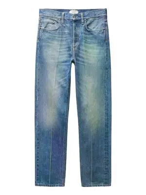 Versace Distressed Straight Leg Jeans - Blue