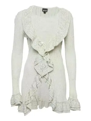 Just Cavalli Metallic Lurex Ruffled Cardigan - Grey