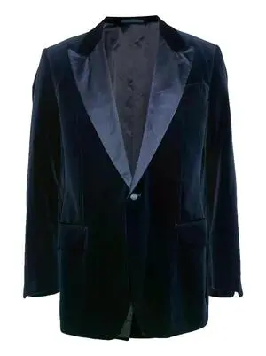 Saint Laurent Velvet-textured Blazer - Blue