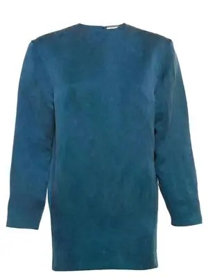 Saint Laurent Logo Detail Silk Mini Dress - Blue