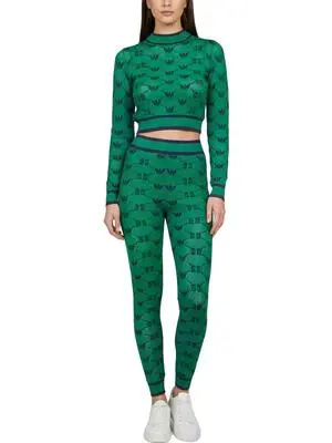 Gucci X Adidas Monogram Jacquard Top And Leggings - Green