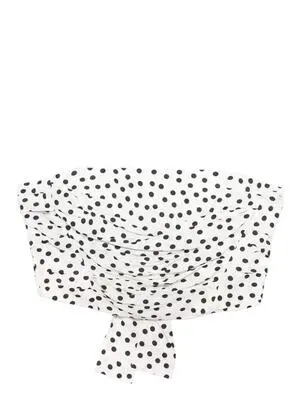 Philosophy Di Lorenzo Serafini Polka-dot Ruched Strapless Cropped Top - White