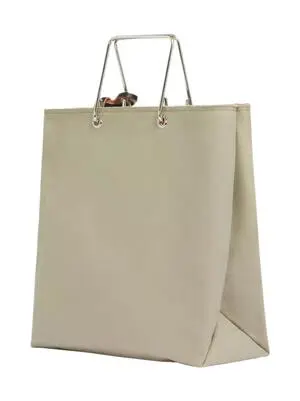 Marni Beige Canvas Shopper With Metal Handles - Neutrals