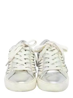 Tory Burch Metallic Leather Lace-up Sneakers - Silver