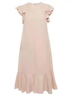 Red Valentino Pink Crepe Ruffled Mini Dress - Neutrals