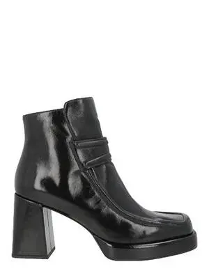 GIORGIO FABIANI Leather Ankle Boots With Geometric Heel - Black