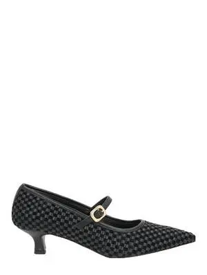 NILA & NILA Velvet Mary Jane Pumps With Pointed Toe And Spool Heel - Black