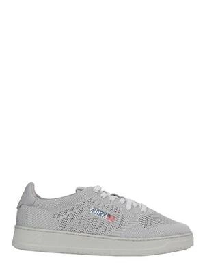 AUTRY Low-top Sneakers With Embroidered Logo And Leather Trims - Light Grey