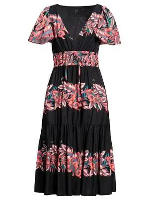 Pinko Midi Dress With Floral Print - Black