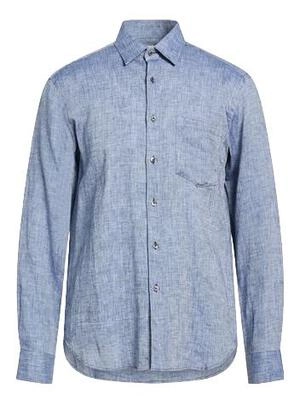 120% LINO Man Denim Shirt Blue Size 40 Linen