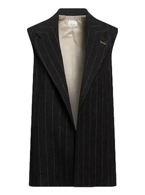 ALYSI Virgin Wool Pinstriped Tailored Vest - Grey