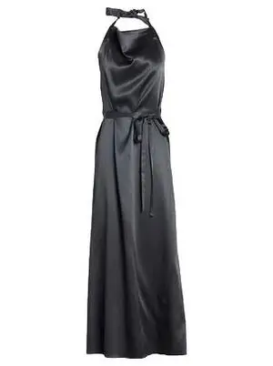 ALYSI Charcoal Viscose, Virgin Wool, And Cotton Maxi Dress - Grey