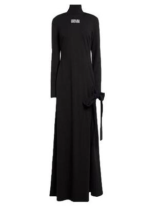 Versace Cotton Blend Maxi Dress With Bow Detail - Black