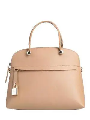 Furla Calfskin Pebbled Leather Tote - Beige