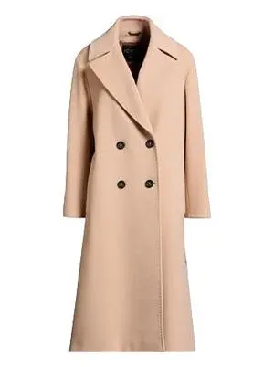 Cinzia Rocca Double-breasted Wool Blend Coat - Beige