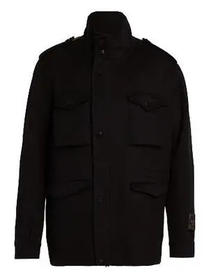 PALTO' Single-breasted Wool And Nylon Coat - Black
