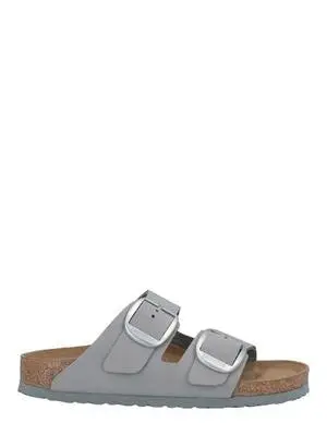 BIRKENSTOCK Leather Flat Sandals With Buckle Fastening - Grey