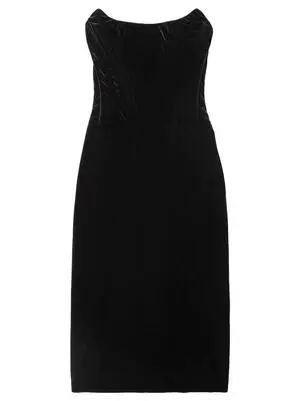 Dolce & Gabbana Strapless Velvet Corset Midi Dress - Black