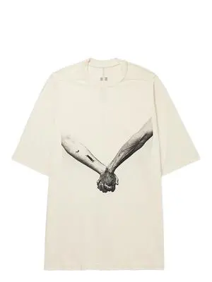 Rick Owens Oversized Logoprint Cottonjersey Tshirt - Cream