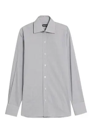 TOM FORD Checked Cottonpoplin Shirt - Gray
