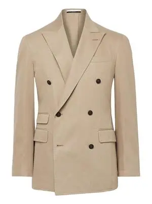 Dunhill Cavendish Doublebreasted Cotton And Cashmereblend Twill Suit Jacket - Beige