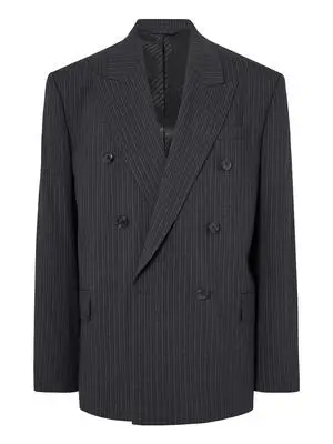 Acne Studios Jarvel Doublebreasted Pinstriped Woolblend Suit Jacket - Black