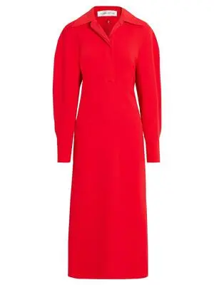 Victoria Beckham Crepe Midi Shirt Dress - Red