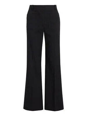 Victoria Beckham Alina Pinstriped Wool-blend Flared Trousers - Navy